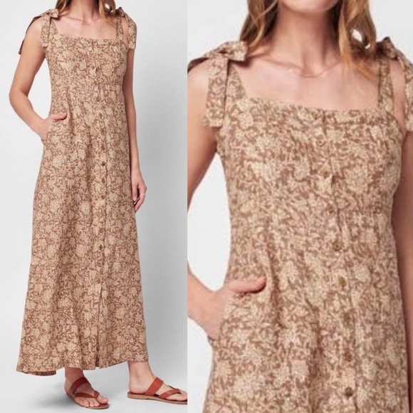 Faherty | Dresses | Faherty Kendall Dress Maxi Dress Button Linen ...